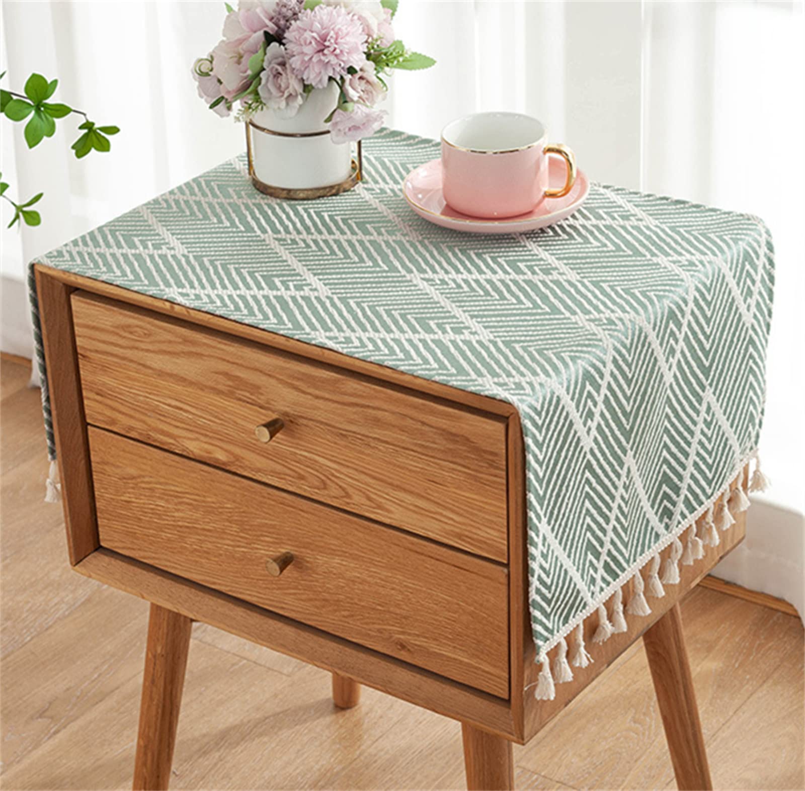 Amazon.com: Utobanh Simple Bedside Table Tassel Cover Cloth, Tablecloth ...