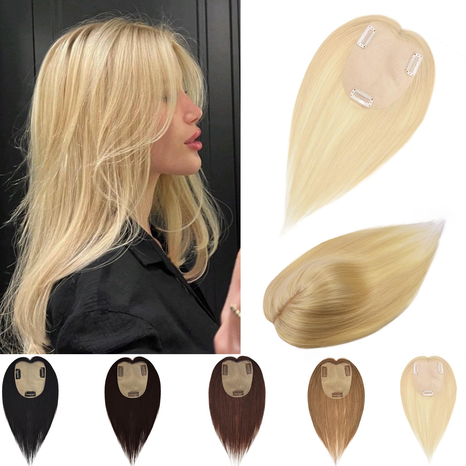 Amazon.com : RICH BRIA Human Hair Toppers for Women with Thinning Hair ...