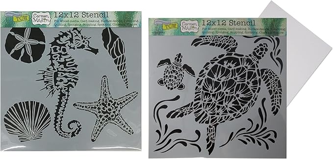 Amazon.com : Large Sea Turtle Stencil - with Sea Theme Stencil - 12x12 ...
