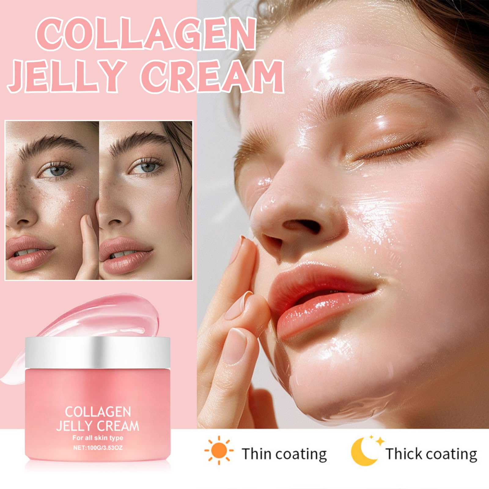 Collagen Night Wrapping Mask – Collagen Jelly Cream, Overnight Peel Off ...