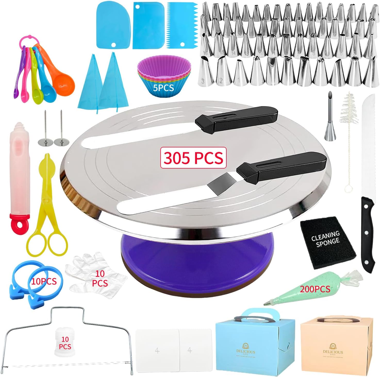 Amazon.com: GOLADA 305 PCS Cake Decorating kit,Aluminium Alloy ...