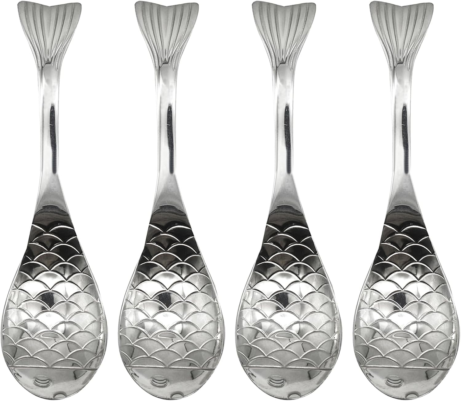 Amazon.com: Pinenjoy 4Pcs Silver Fish Spoon 18/10(304) Stainless Steel ...