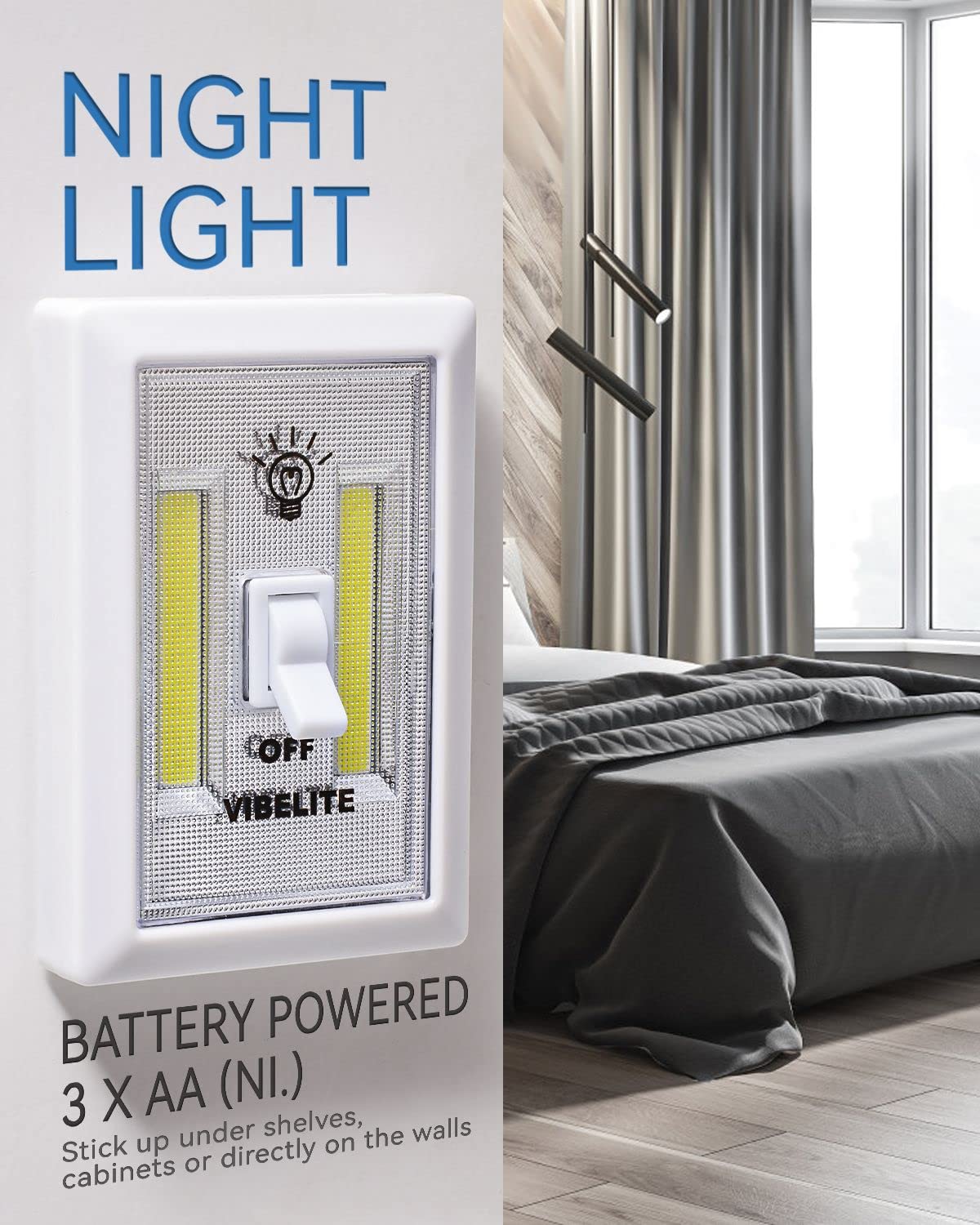 Snapklik.com : VIBELITE Closet Light, Battery Operated Switch Light ...