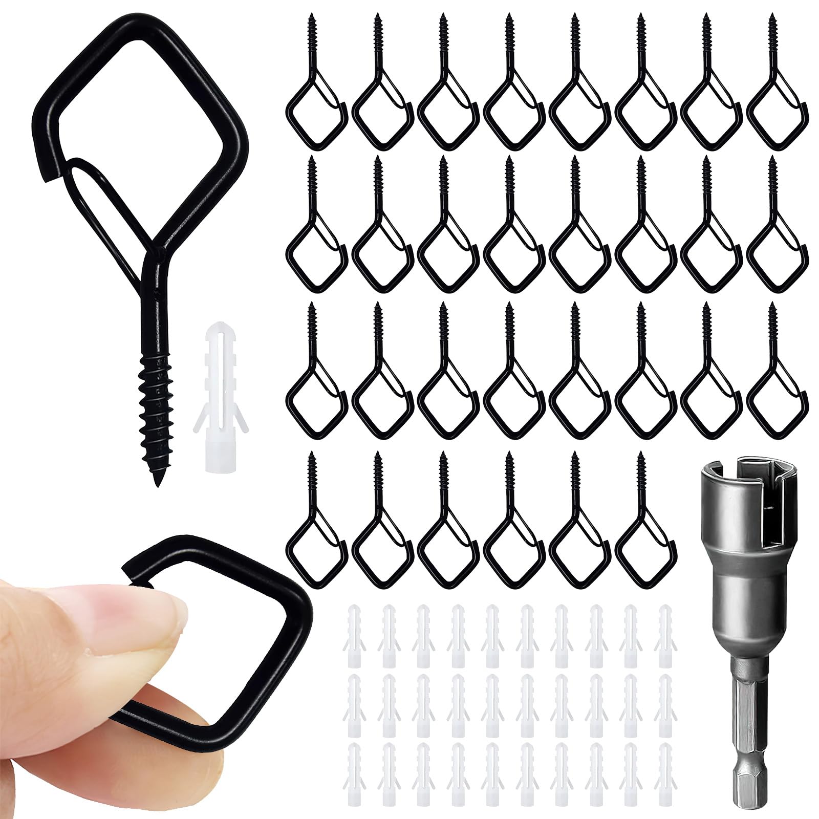 Scettar 30 Pcs Screw in Hooks, Screw Hooks for Outdoor String Lights Q ...
