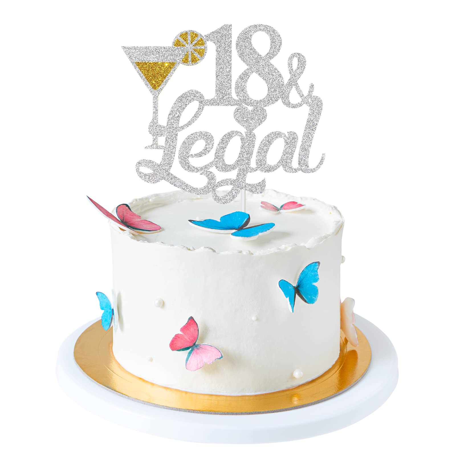 Silver Glitter 18 Legal Cake Topper Happy 18th Birthday Cake ...