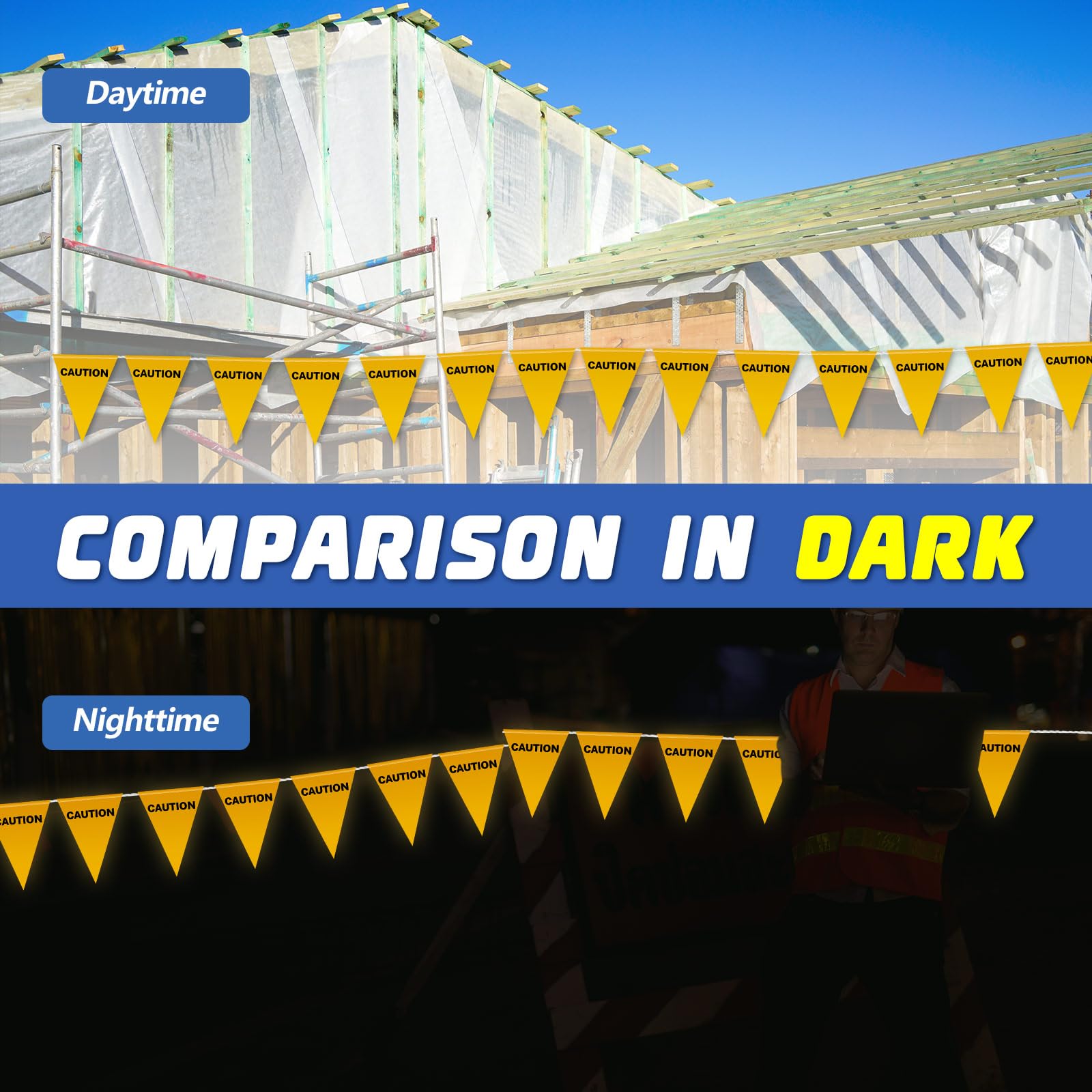 Snapklik.com : Preboun Perimeter Marking Flags 102 Ft/ 45 Pcs Caution ...