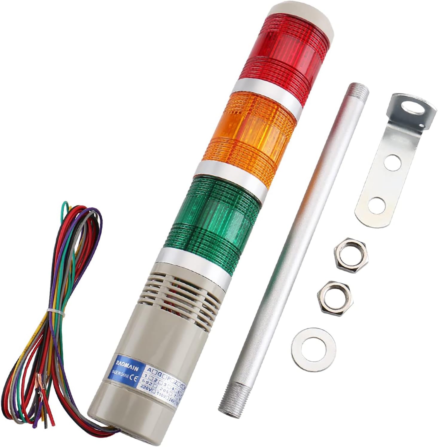 Amazon.com: Industrial Signal Tower Light - 110VAC 3-Color LED Stack ...