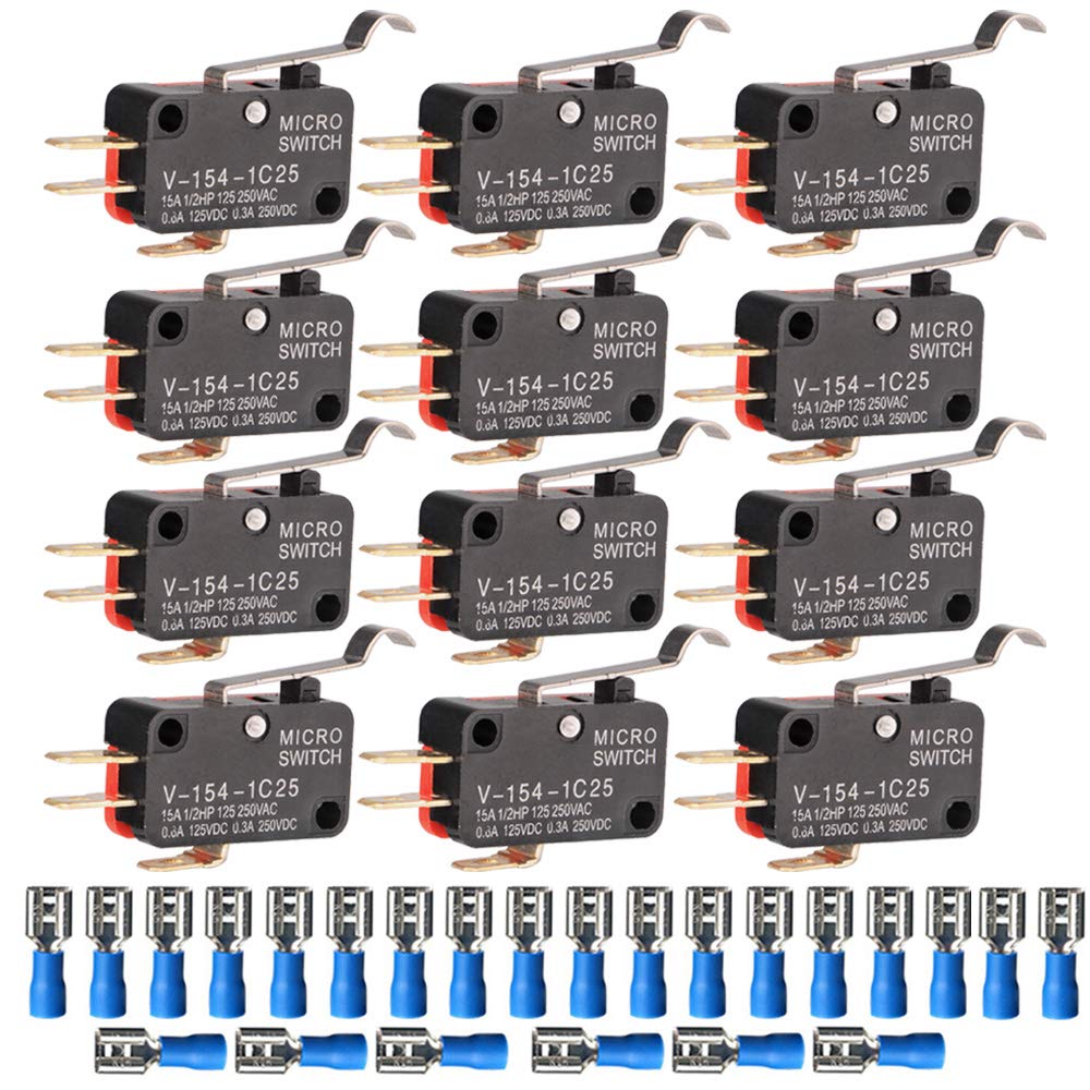 Gebildet 12pcs V-154-1C25 Mikroschalter 125V/250V 15A Momentanen Endschalter,3 Pins SPDT Snap ...
