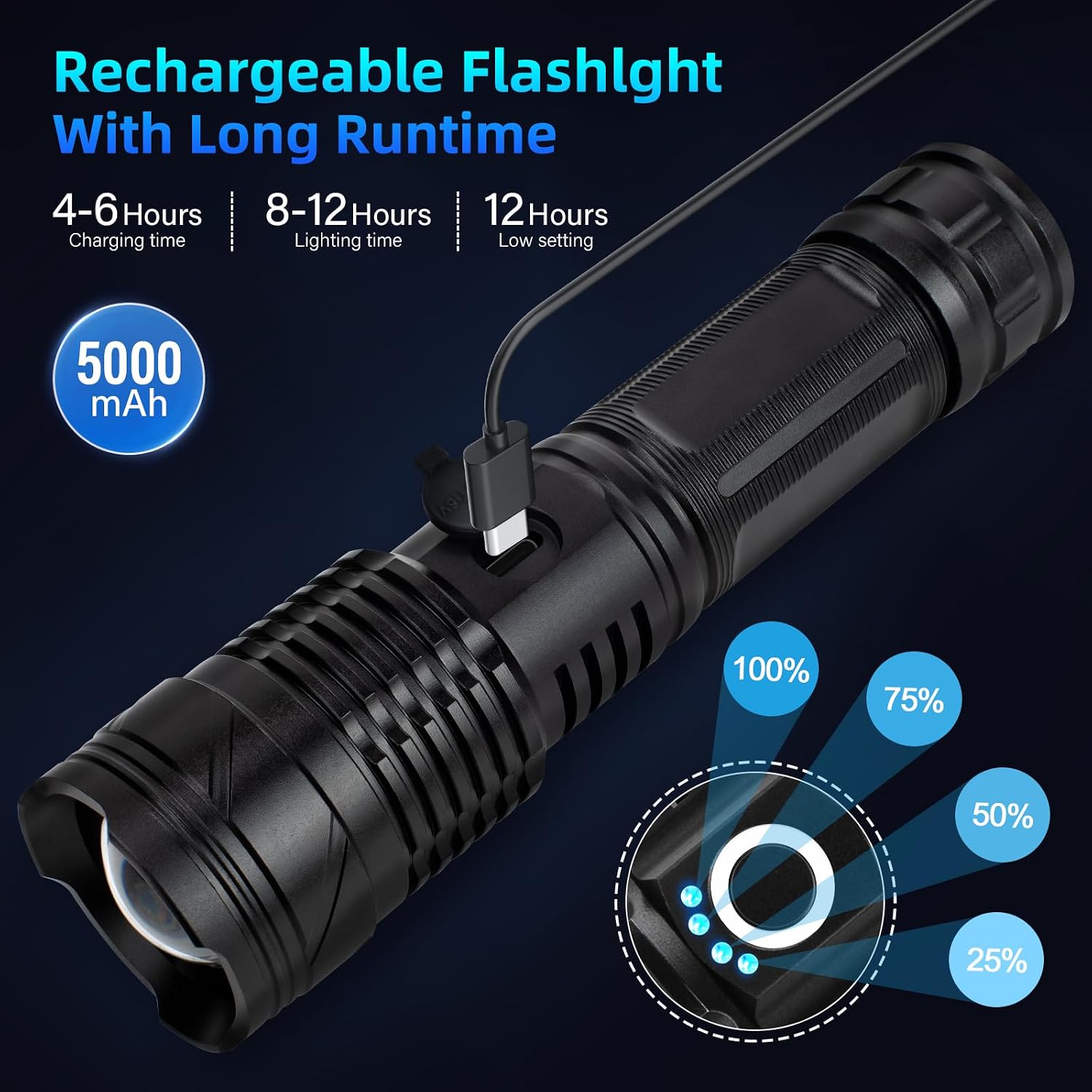 BERCOL Linternas de luz de flash recargable de alto lúmenes, 990,000 ...