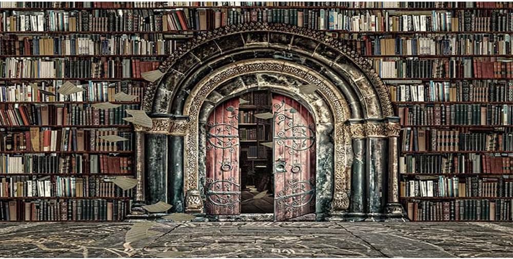 Amazon.com : DORCEV 20x10ft Vintage Wooden Bookshelf Backdrop Banner ...