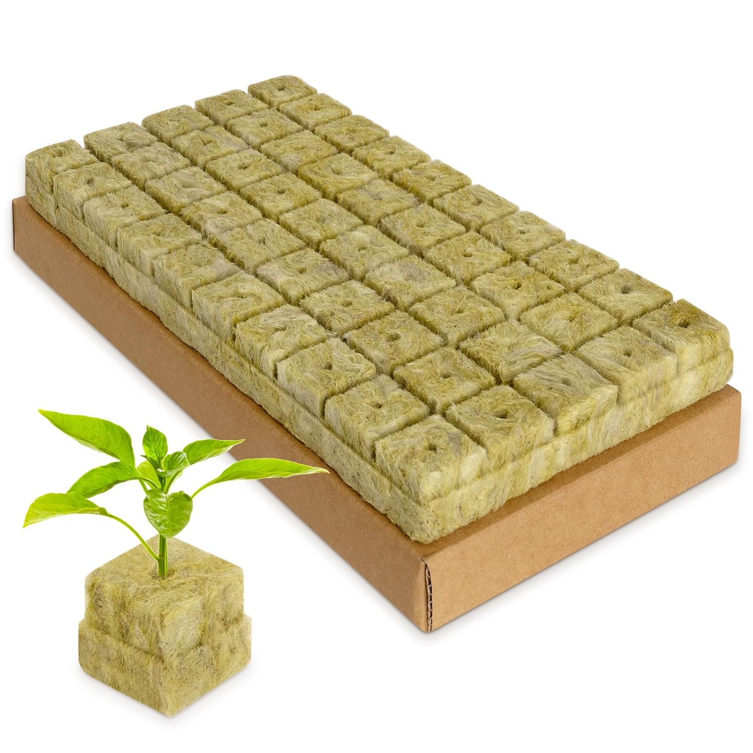 1" Rockwool Grow Cubes for Hydroponics - 50 PCS Rock Wools Starter ...