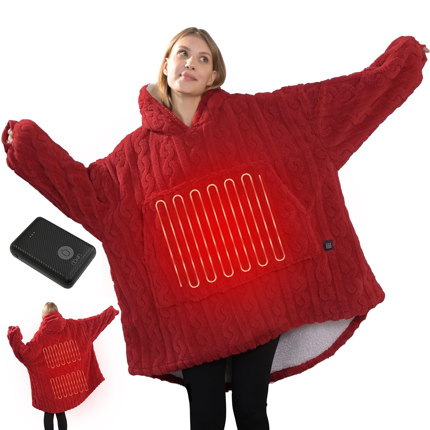 Amazon.com: Dowin Heated Wearable Blanket Battery Powered, Come with ...