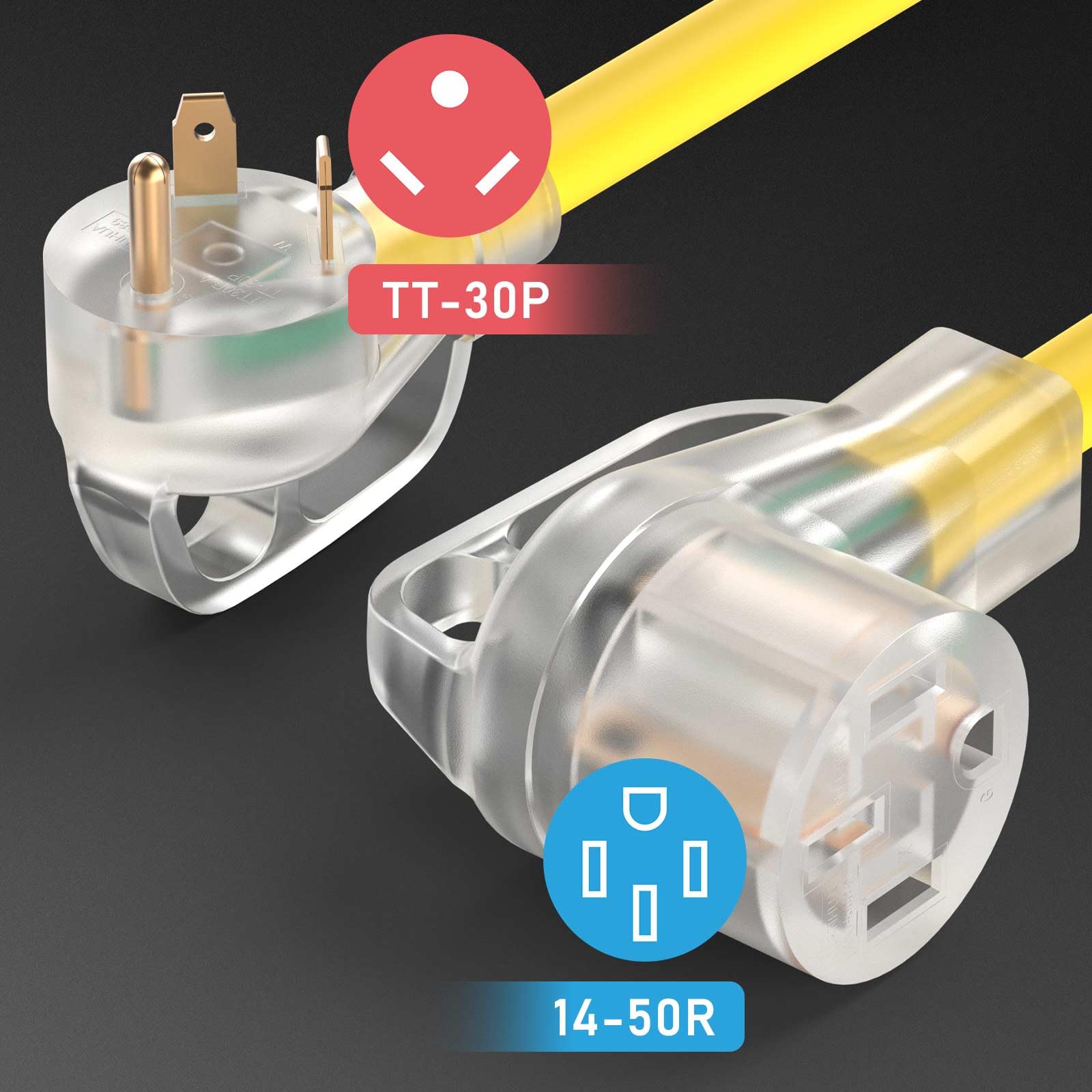 Snapklik.com : TOOLIOM 30 Amp To 50 Amp RV Power Adapter Cord, NEMA TT ...