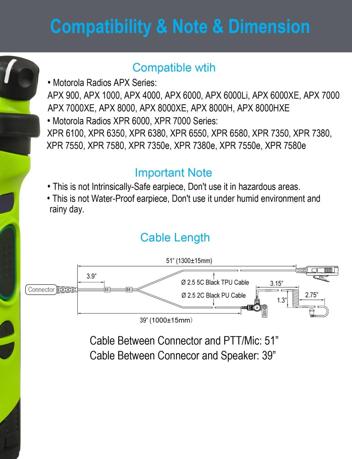 Snapklik.com : Commountain APX 6000 XPR 7550e Earpiece w/Mic For ...