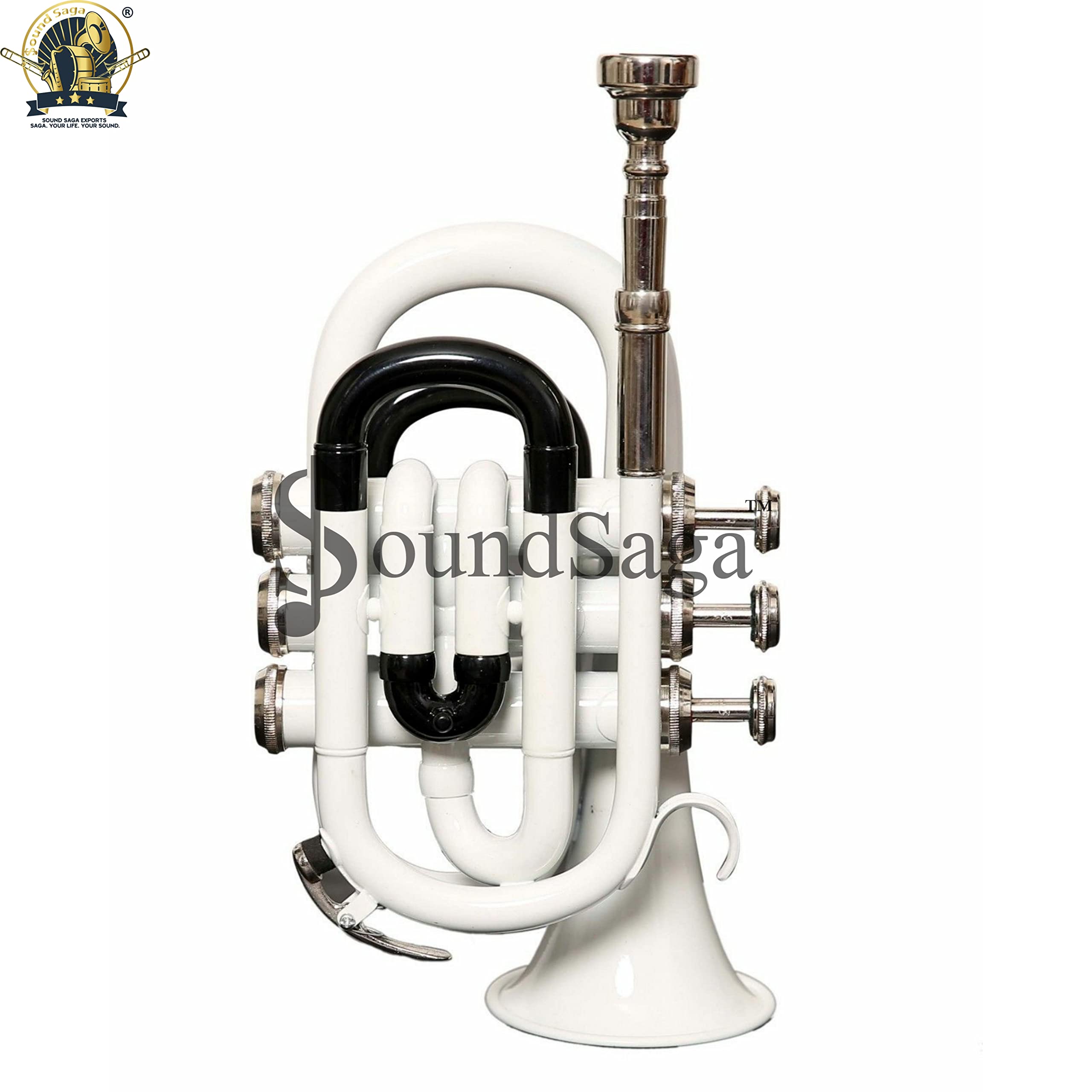 Flute Instrument Mendini MPT Brass Bb Pocket Trumpet + Tuner, Case ...