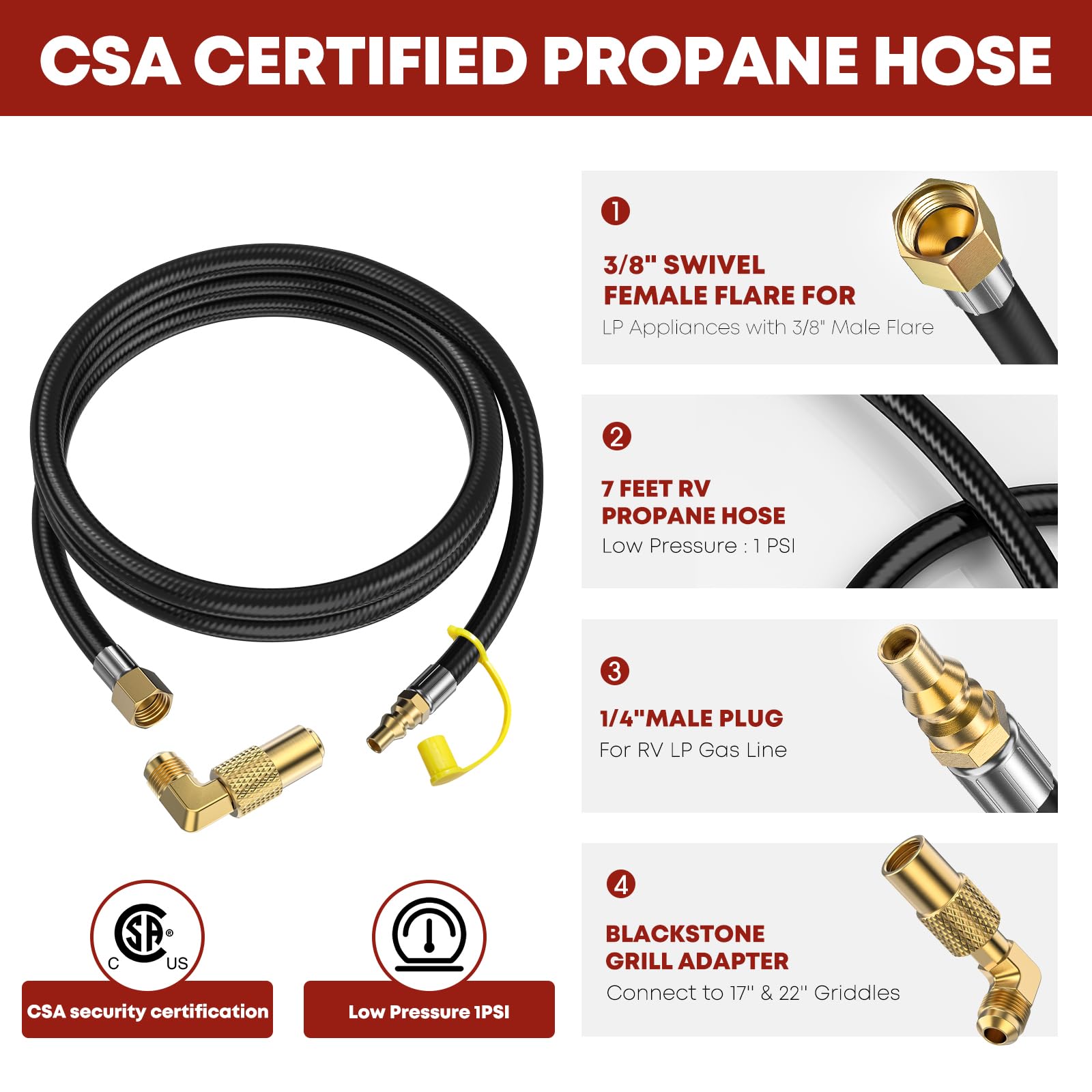 Snapklik.com : GasXpert Improved Propane Quick Connect Hose, 7FT RV ...