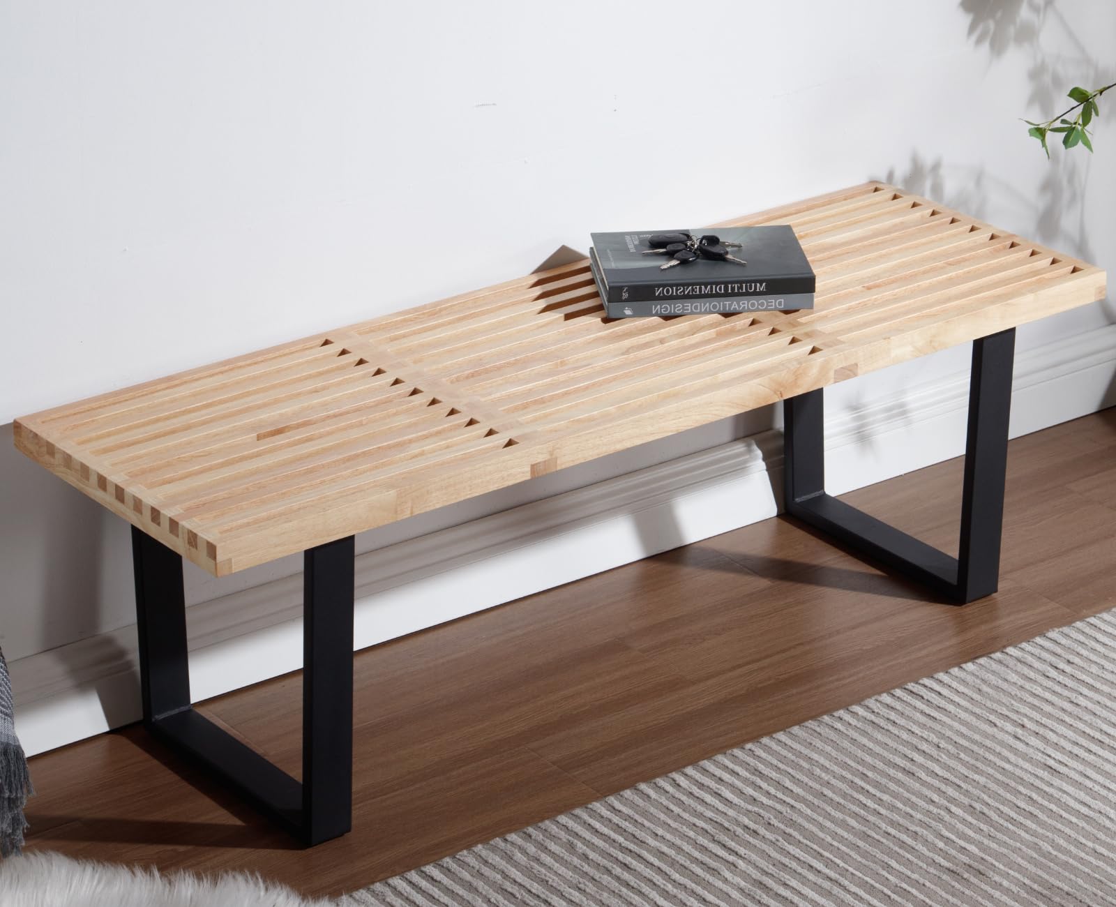 Amazon.com - QUINJAY 55" Natural Solid Wood Bench, Modern End of Bed ...