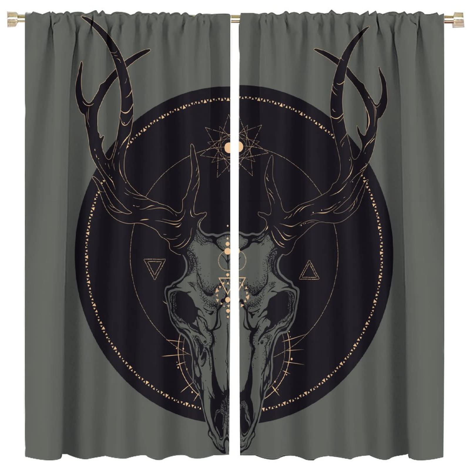 Amazon.com: Goat Head Curtains Evil Mysterious Goat Head Skull Black ...