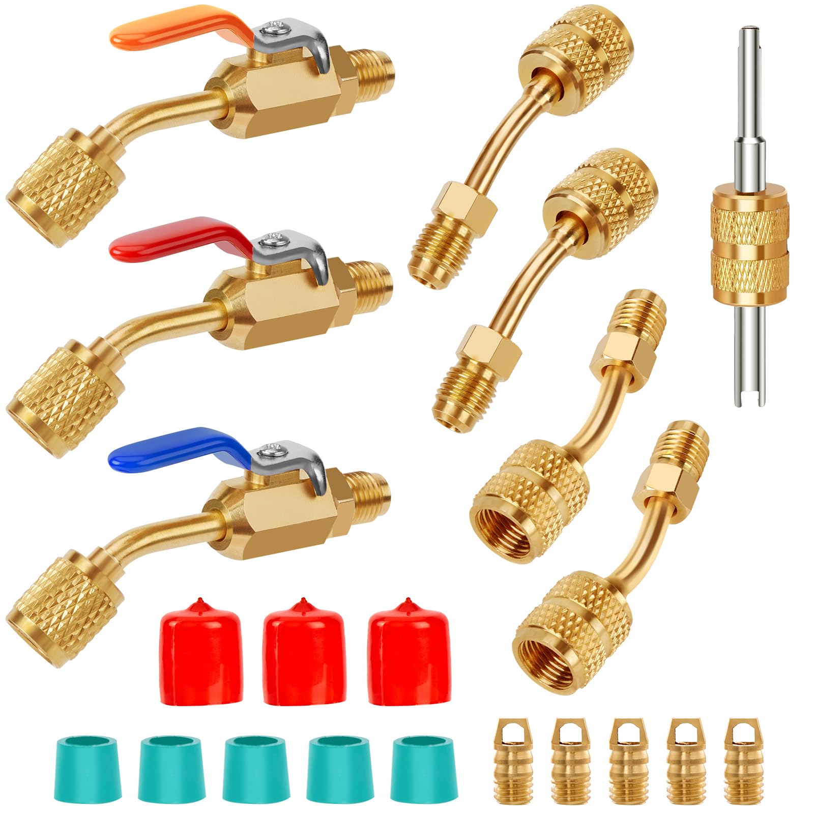 Snapklik.com : WADEO Air Conditioning Refrigerant Angled Ball Valve Kit ...