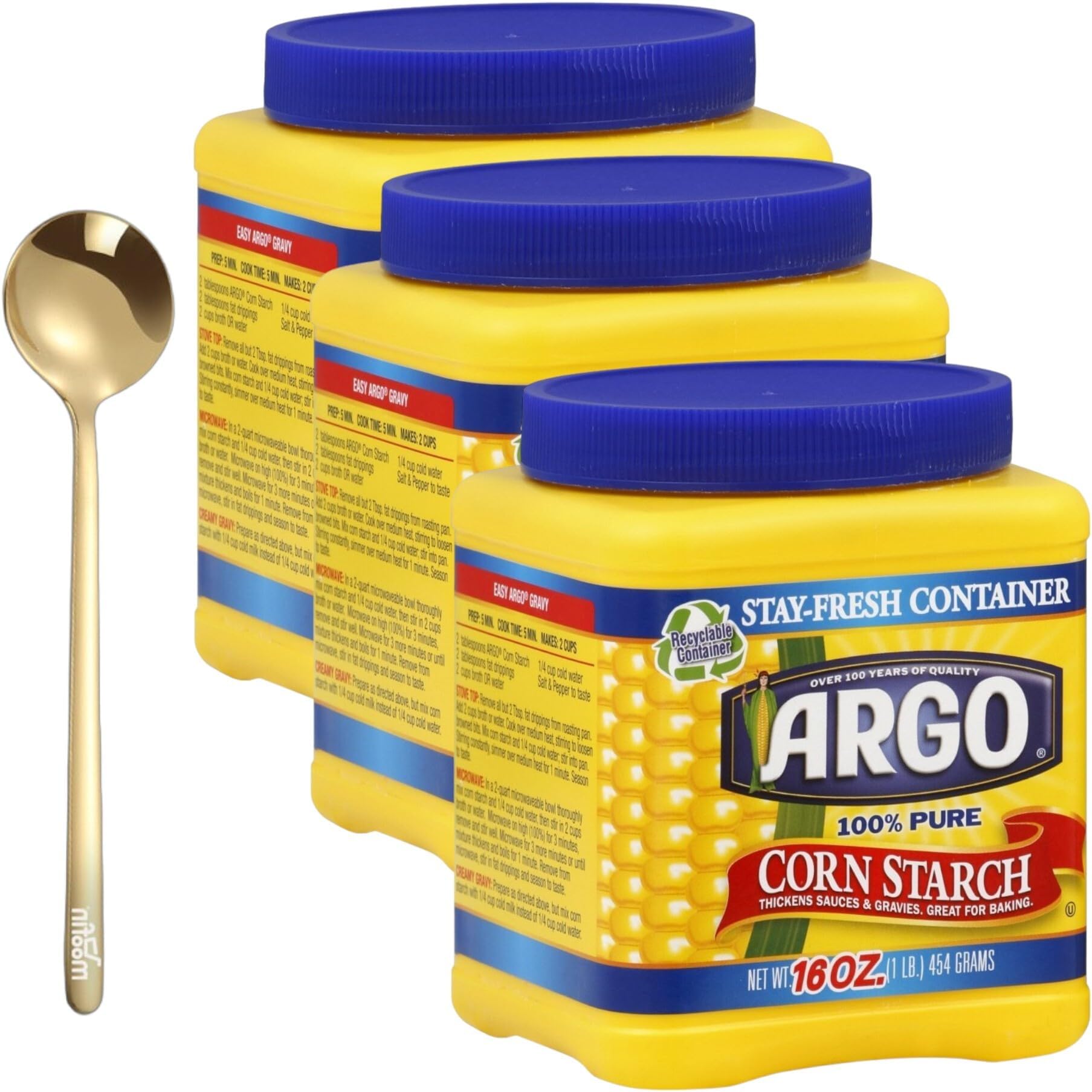 Amazon.com: Argo 100% Pure Corn Starch, 16 Oz, Pack of 2 : Grocery ...