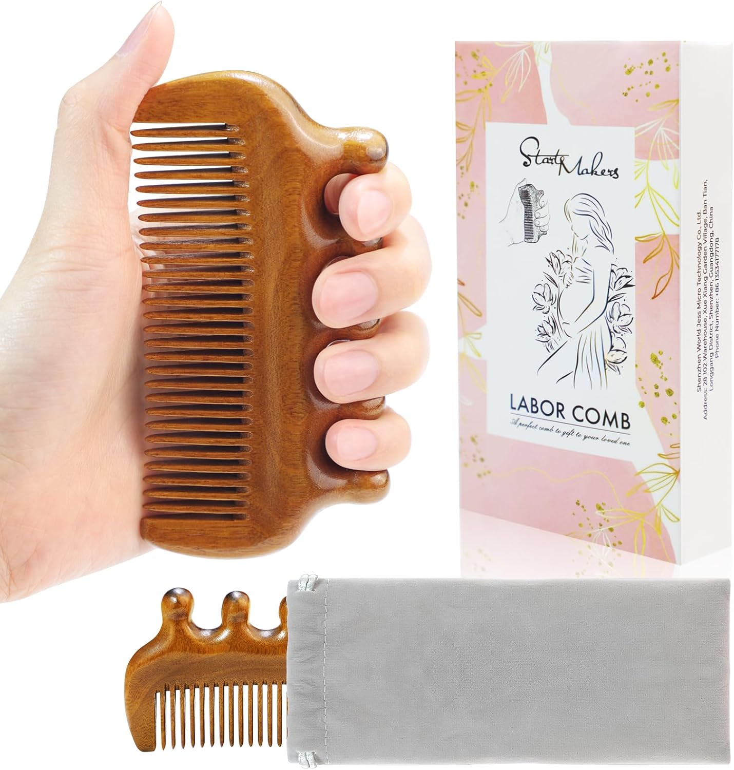 START MAKERS Birthing Comb for Labor Pain Relief, Natural Wooden Comb ...