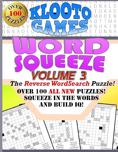 KLOOTO Games WORD SQUEEZE: Vol. 3: The Reverse WordSearch Puzzle ...