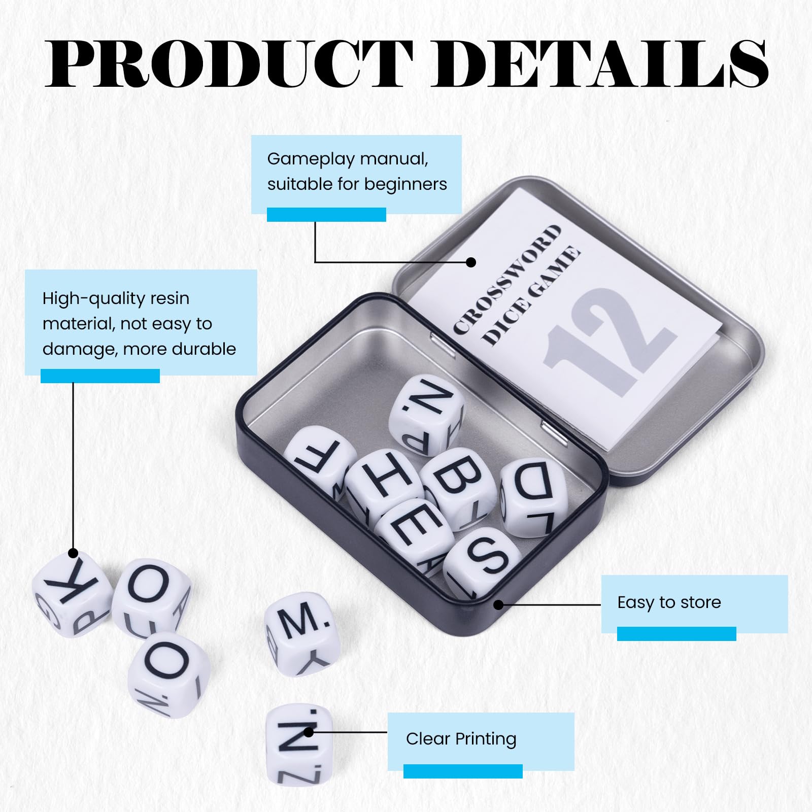 Snapklik.com : 12Pcs Crossword Dice Game Set, Word Spelling Dice Games ...