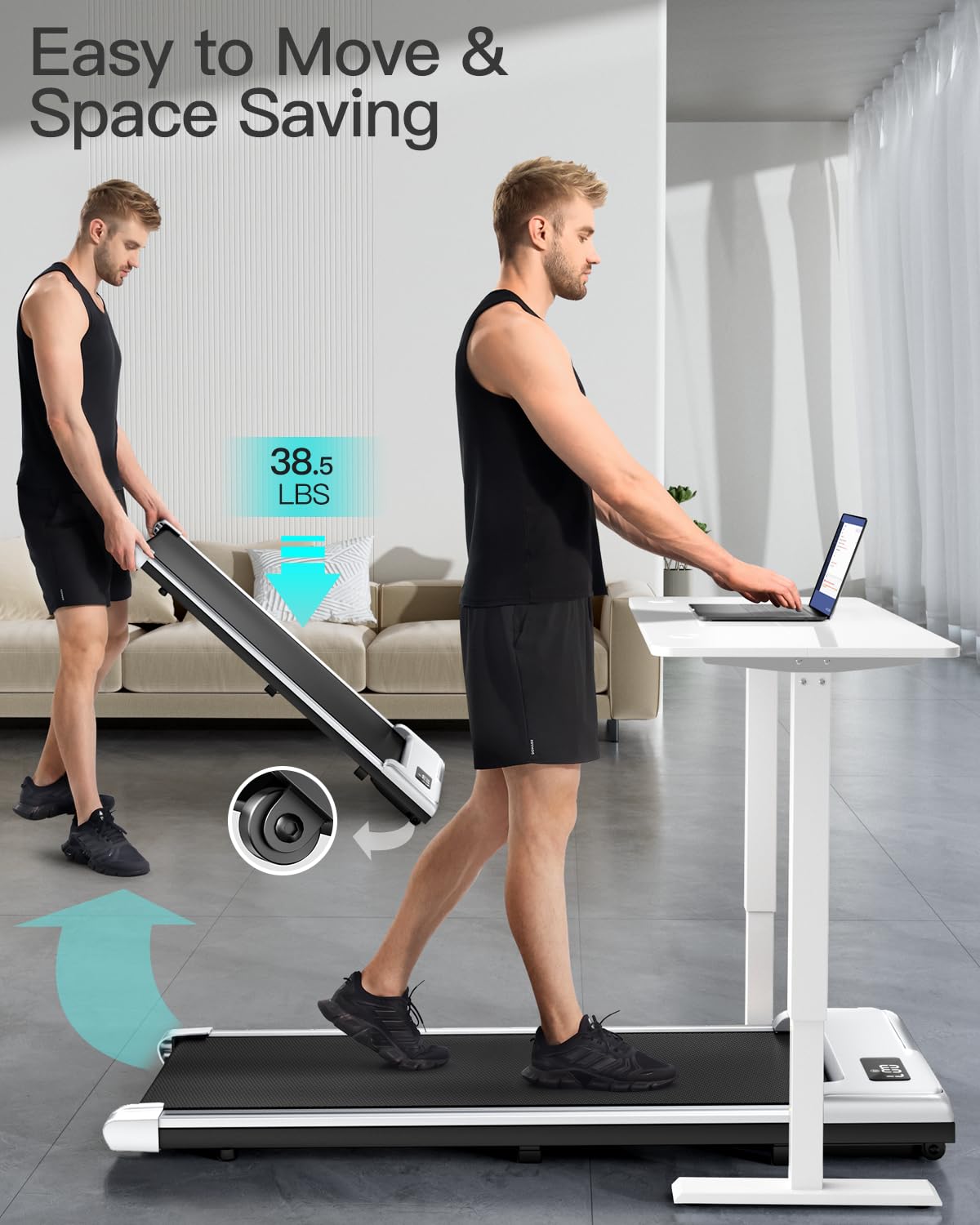 UMAY Mini Walking Pad with Wider Running Belt, 2 in 1 Foldable ...