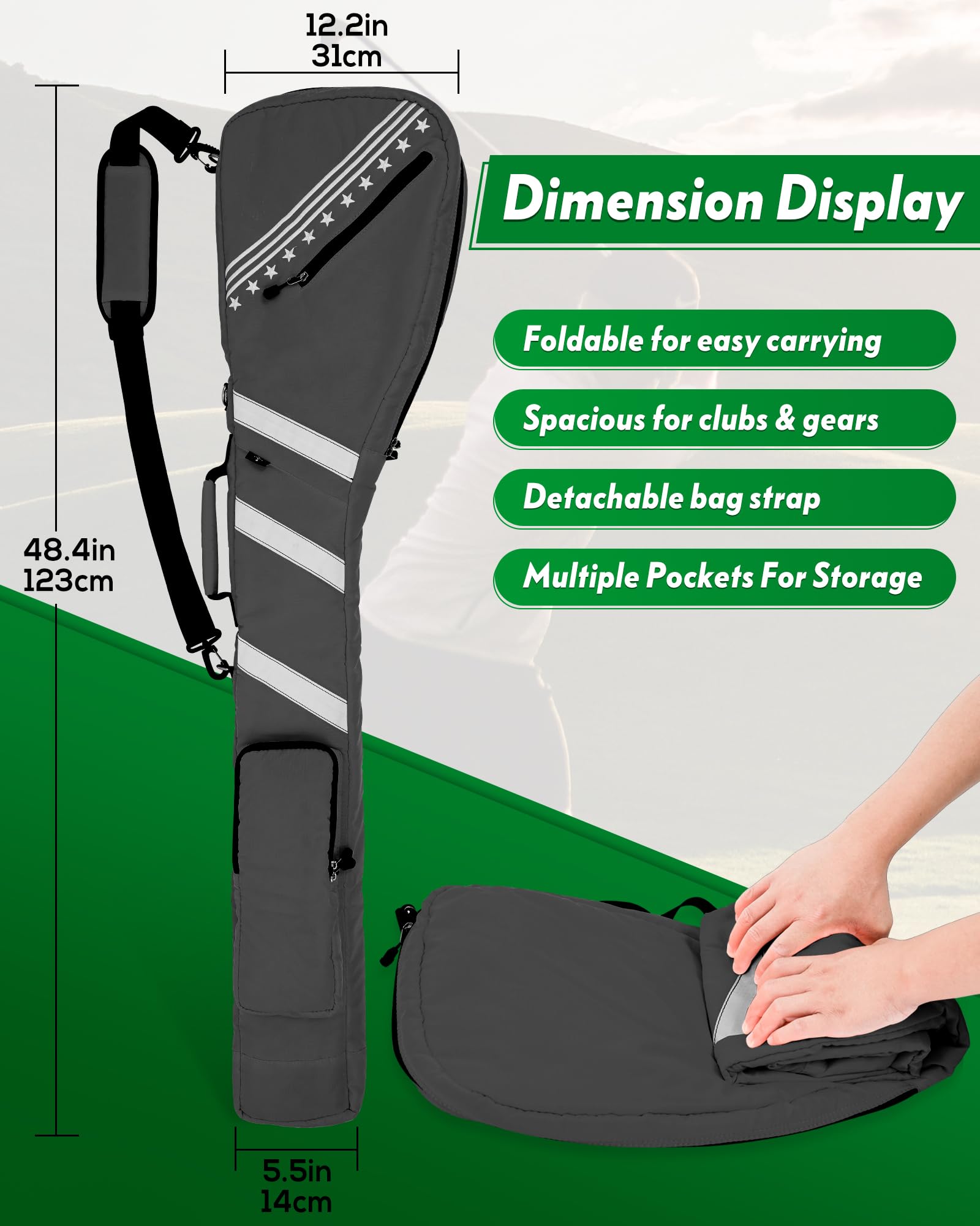 Snapklik.com : Big Teeth Golf Sunday Bag, Small Golf Bag Lightweight ...
