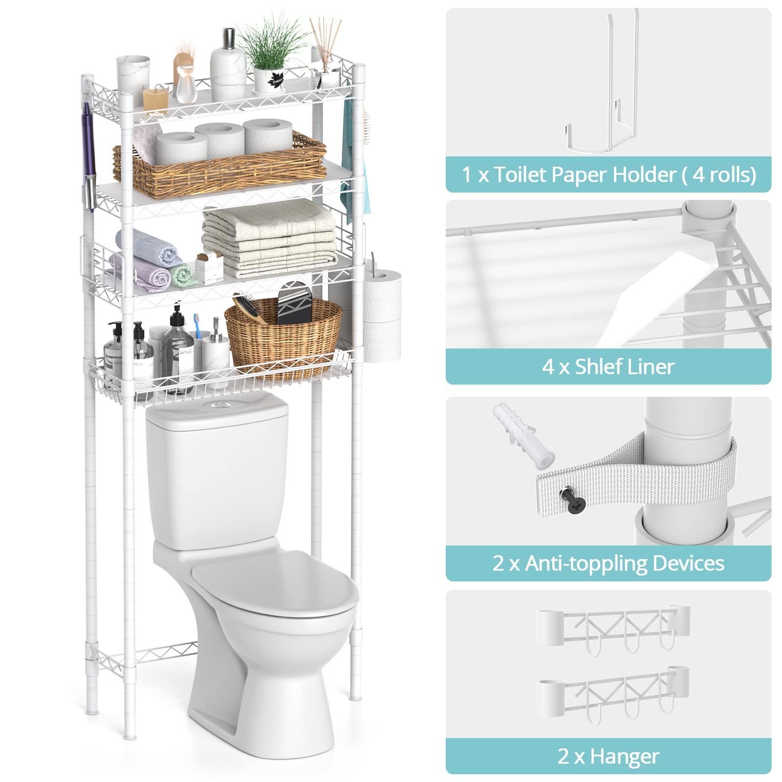 Snapklik.com : Over The Toilet Storage, Bathroom Organizer Shelves ...