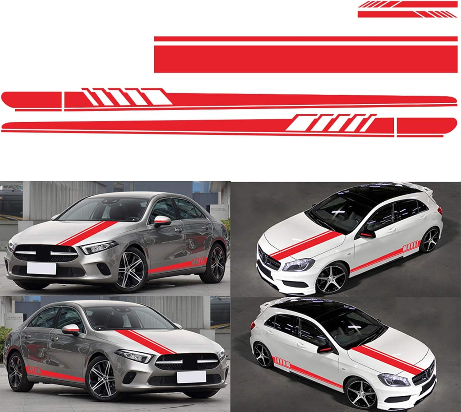 Alivier Universal Racing Stripes Vinyl Sticker Car Hood Mirror Body ...