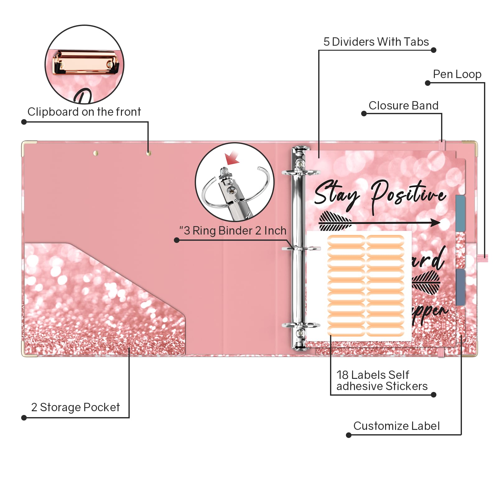 Snapklik.com : EYROZILL Cute Binders Decorative Hardcover 3 Ring Binder 2 Inch (Letter-Size)