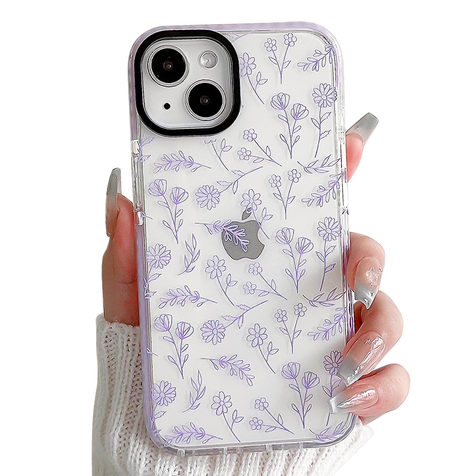 Amazon.com: NITITOP Compatible for iPhone 14 Plus / 15 Plus Case Cute Flower Floral Clear for ...