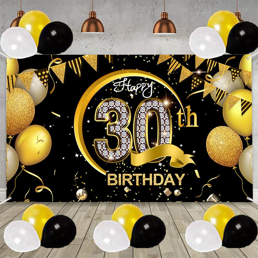 Happy 30th Birthday Backdrop Banner Extra Large Photography Background ...