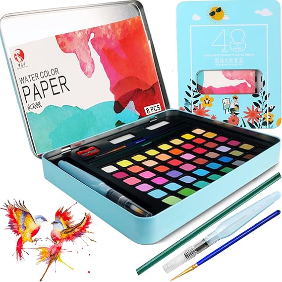UOUOU acuarelas profesionales, 48 pinturas de acuarela de colores ...