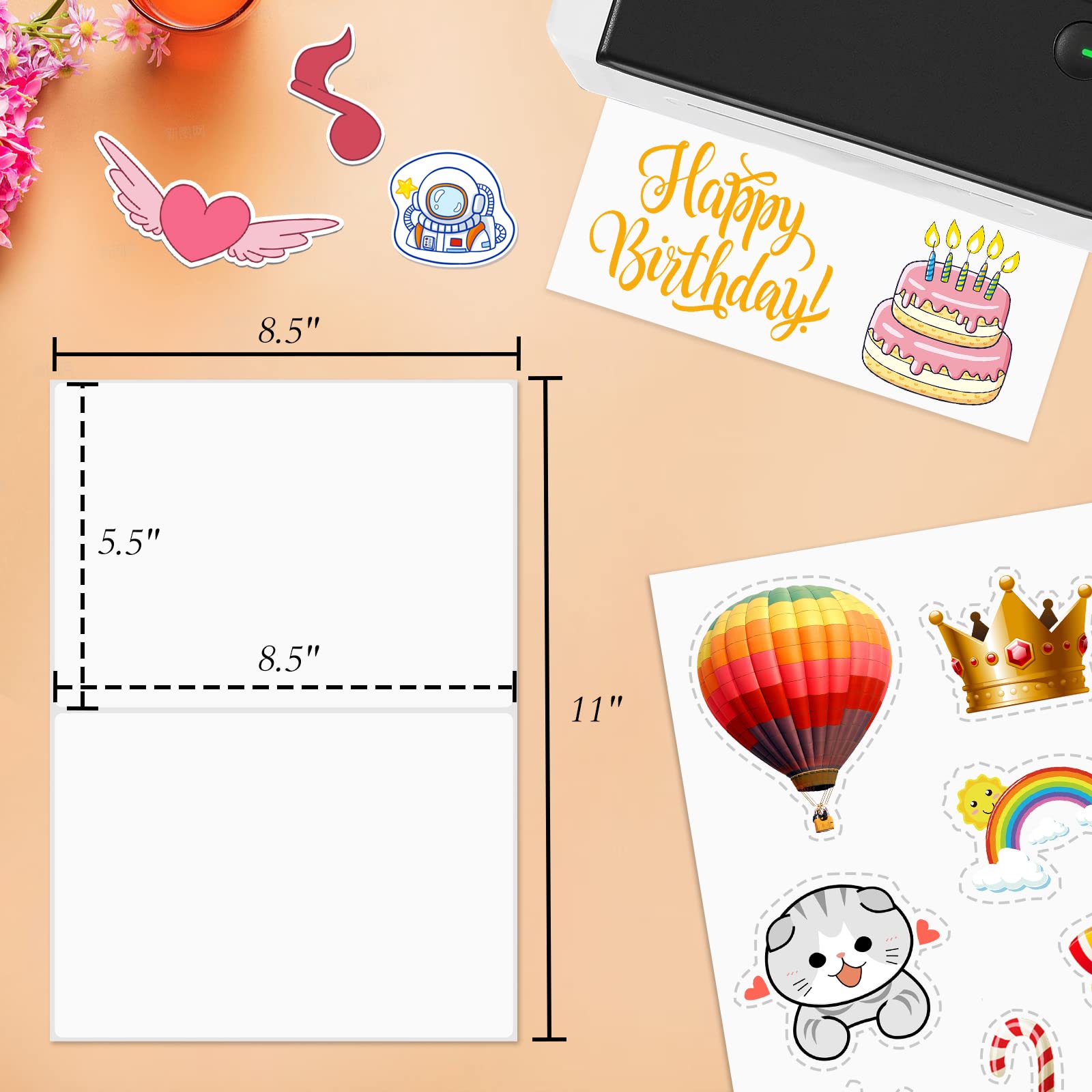 Snapklik.com : NefLaca 200 Rounded Corner Half Sheet Labels, Self ...