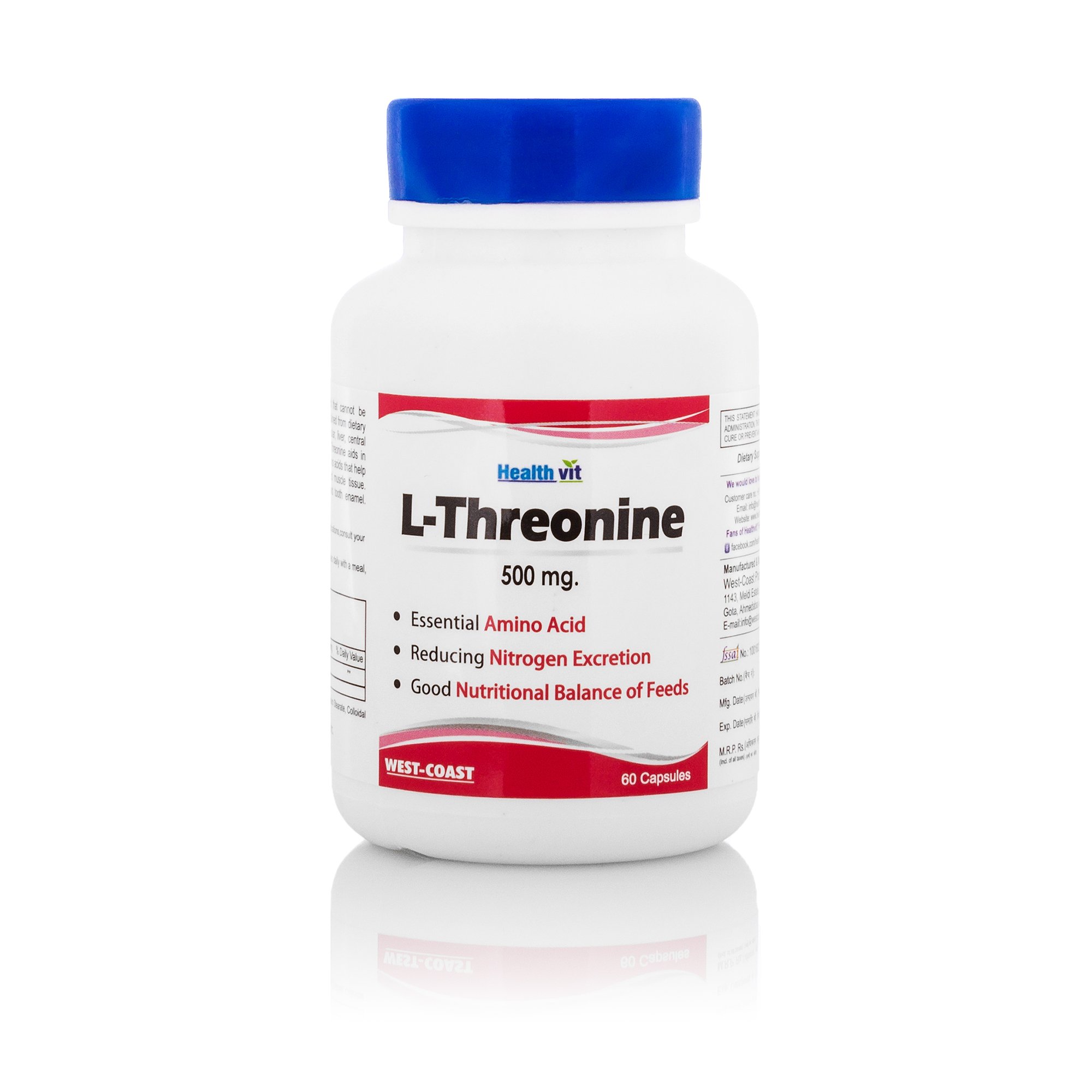 Healthvit L-threonine 500 Mg - 60 Capsules : Amazon.in: Health ...