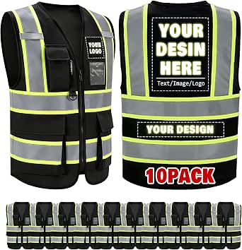 Jykuvtf Custom Safety Vest with Logo, Hi-Vis Reflective Work Vest with ...