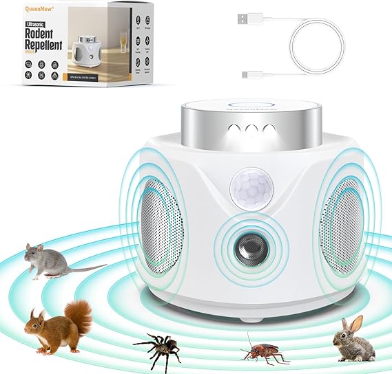 Mouse Repeller with 3 Ultrasonic Speakers, 3 Working Mode Ultrasonic ...