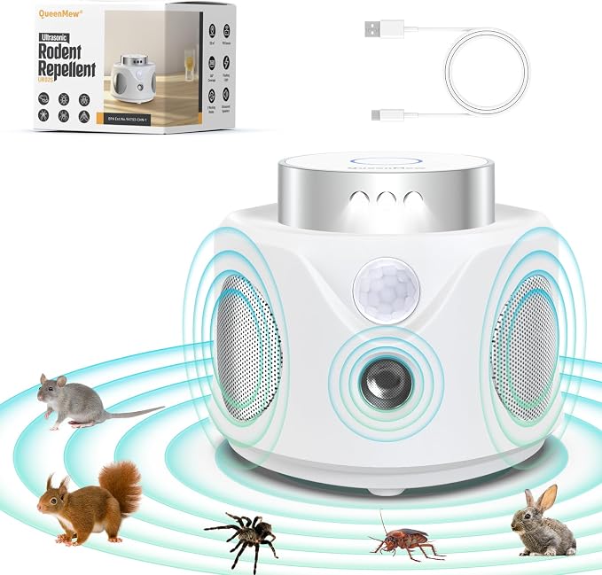 Mouse Repeller with 3 Ultrasonic Speakers, 3 Working Mode Ultrasonic ...