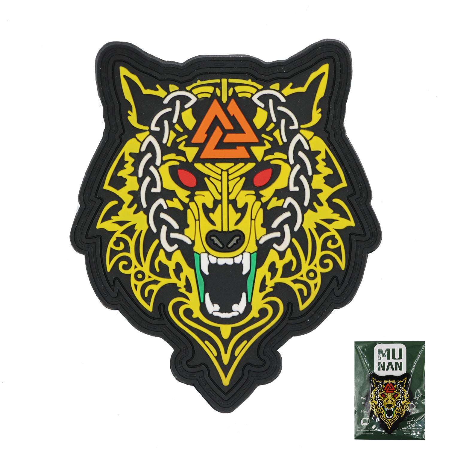 Buy Viking Wolf PVC Patch Viking Wolf Badge Sew On Patches Hook-Back Adhesion(Yellow) Online at ...