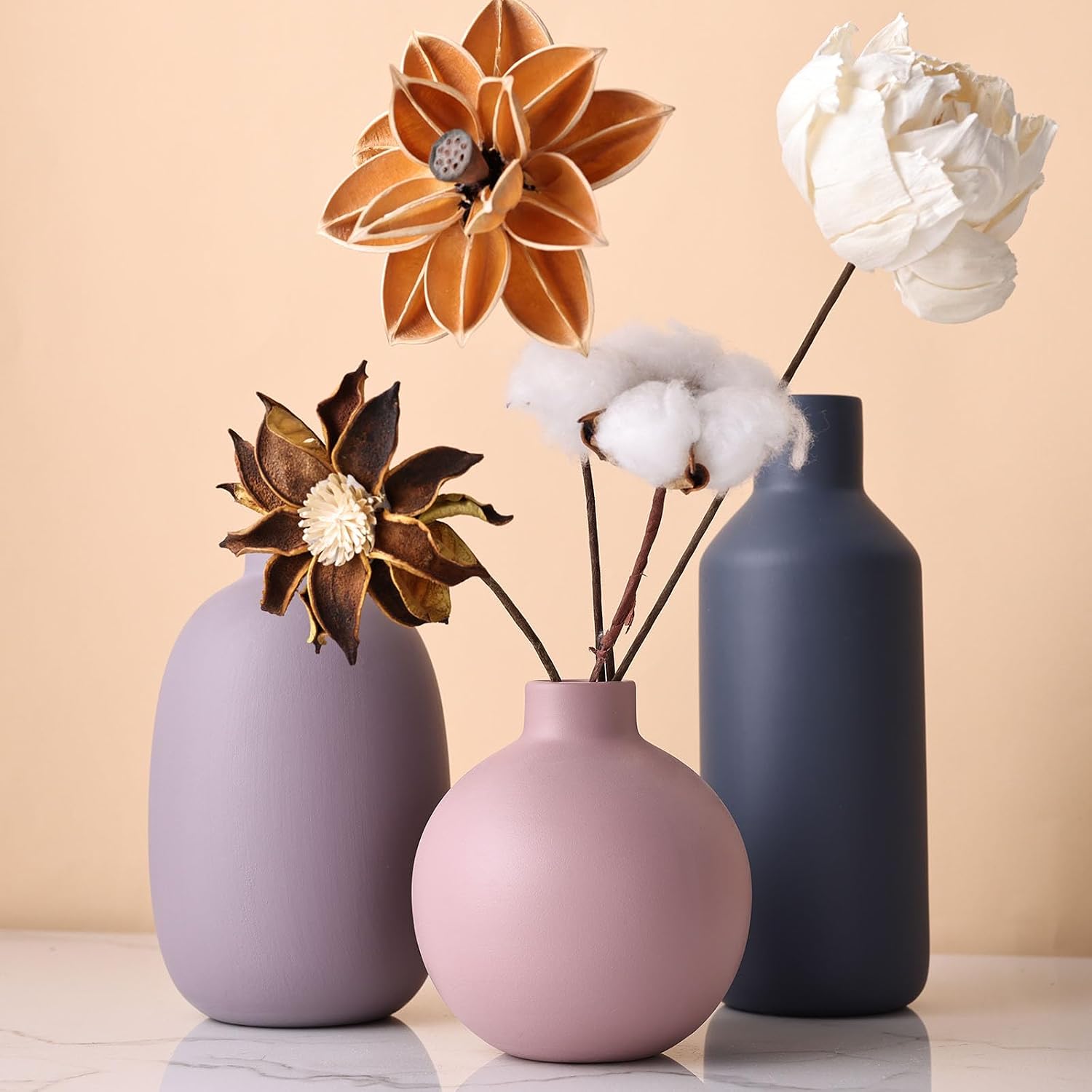 Amazon.com: Small Ceramic Modern Farmhouse Vase,Purple Pink Blue Vase ...