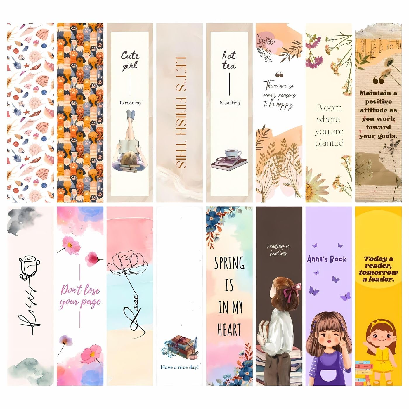 Brandian 16pcs Bookmarks Aesthetic - Bookmarks for Books - Paper ...