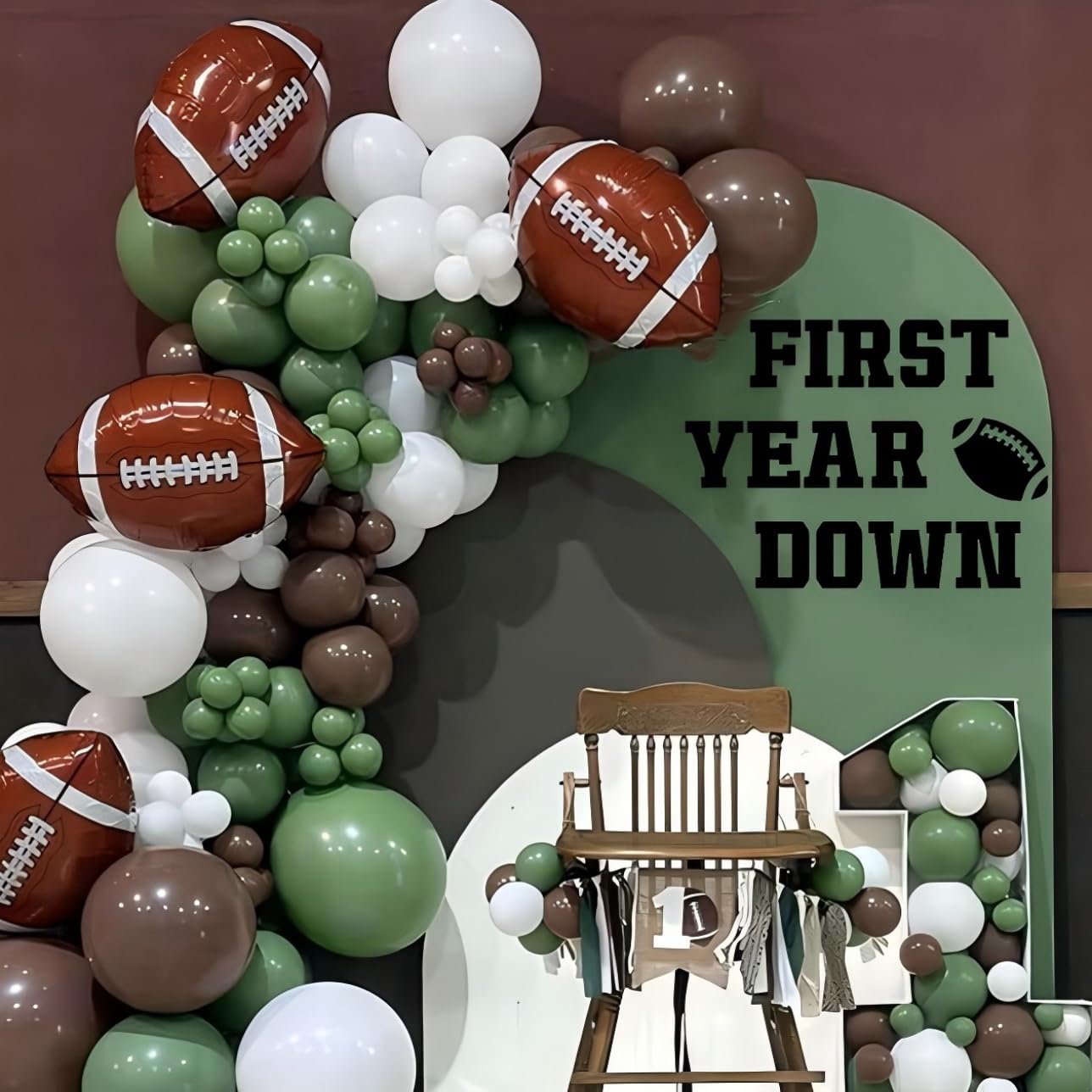 Football Themed First Birthday Backdrop Wall Sticker First Year Down ...