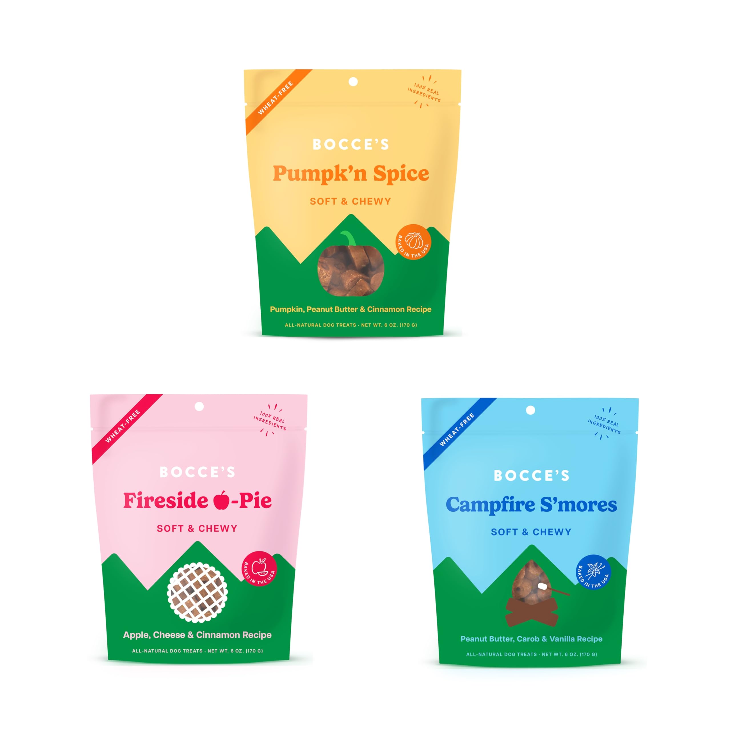 Amazon.com: Bocce's Bakery by The Fire Treat Bundle for Dogs, Wheat ...