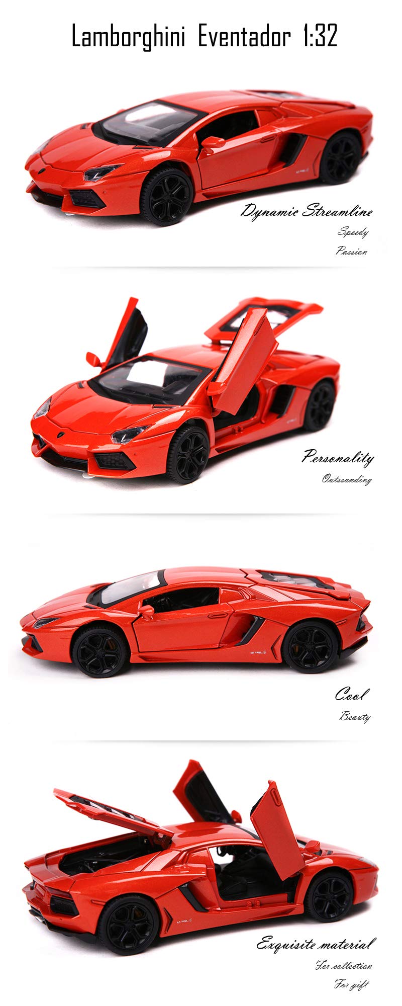 Alloy Collectible Red Lamborghini Car Toy Pull Back Vehicles Diecast ...