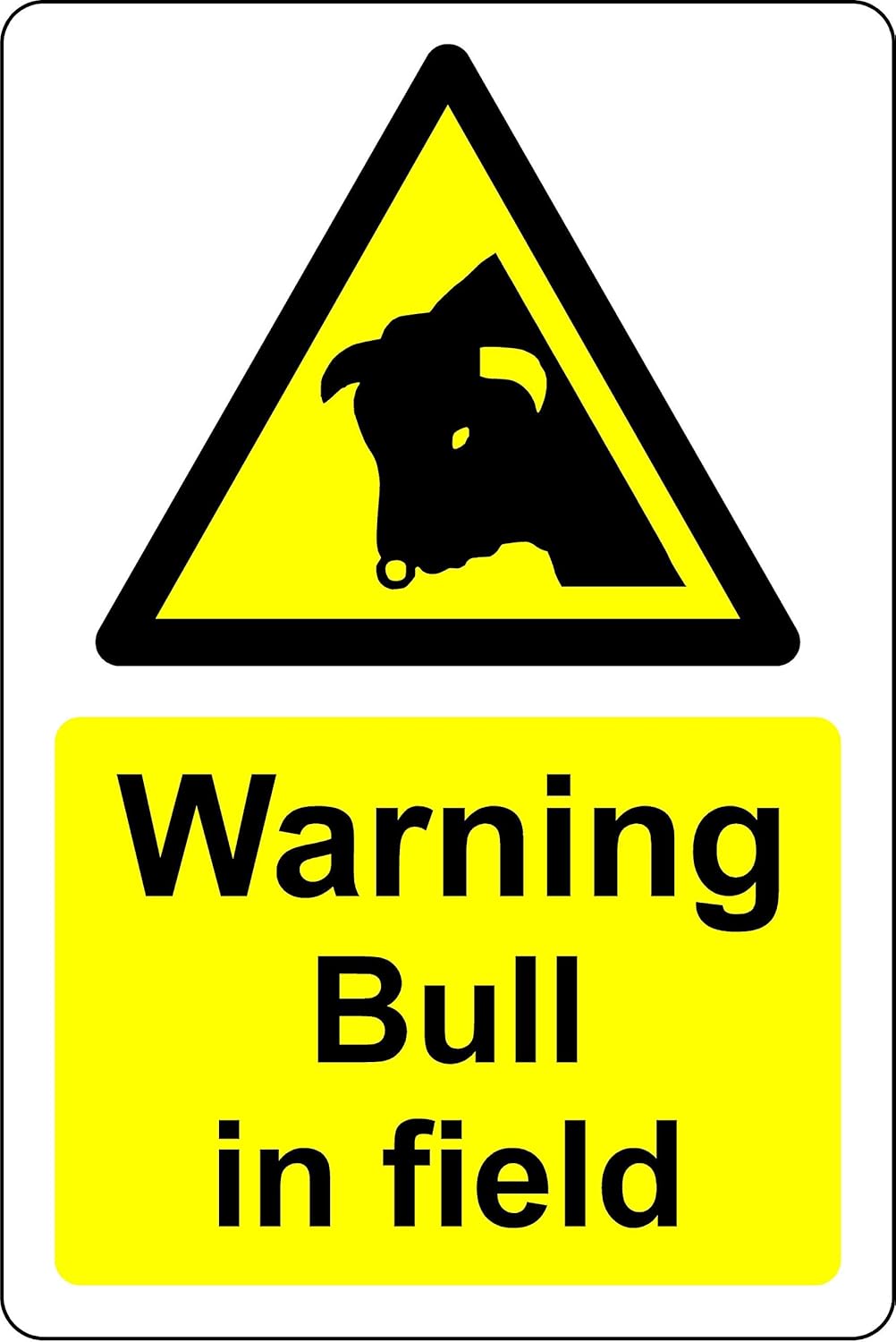 Warning bull in field farm livestock Safety sign - 1.2mm Rigid plastic ...