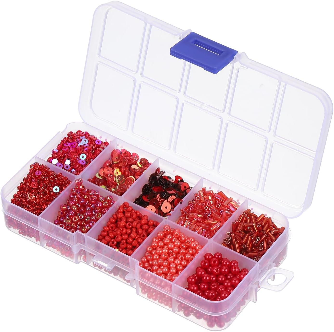 sourcing map Assorted Beads Sequins 10 Red Styles Glass Beads Bugle ...