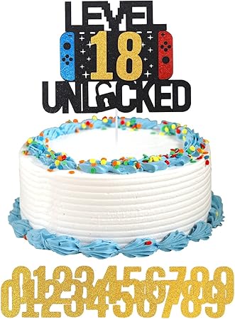 Amazon.com: Prasacco Level Unlocked Birthday Cake Topper DIY Level Up ...