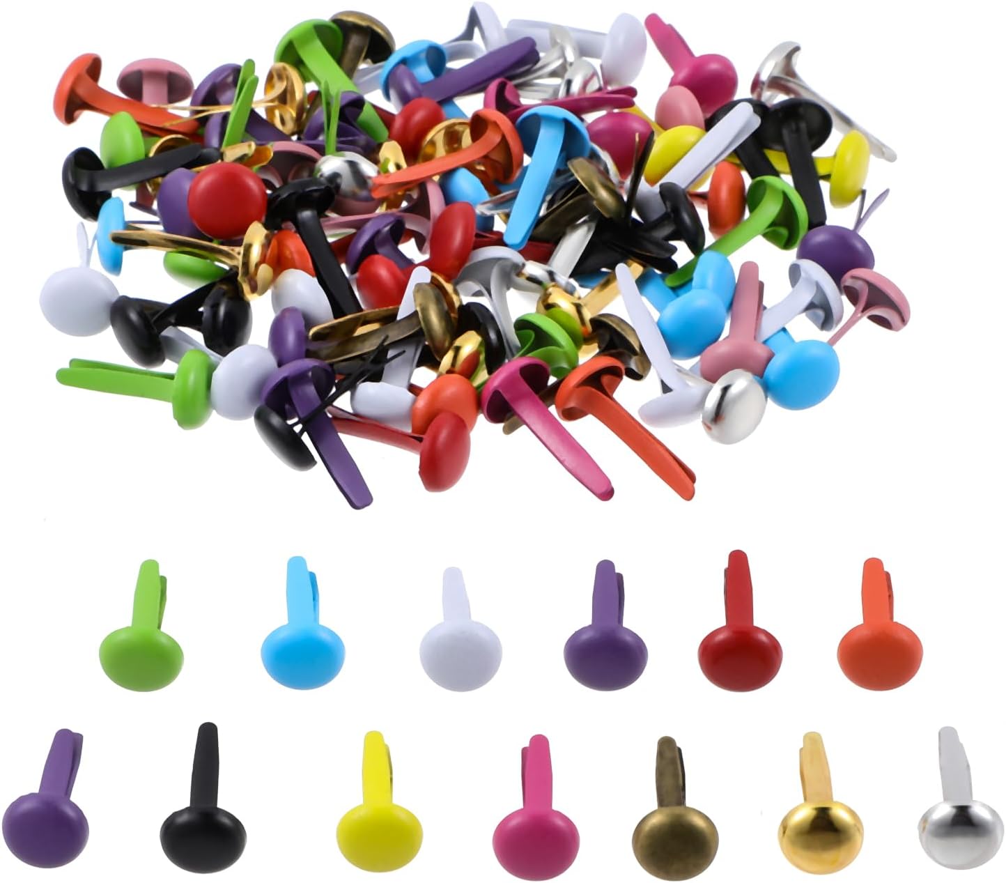 Amazon.com: Ymapinc 100PCS Brads Paper Fasteners Brass Brad Round ...